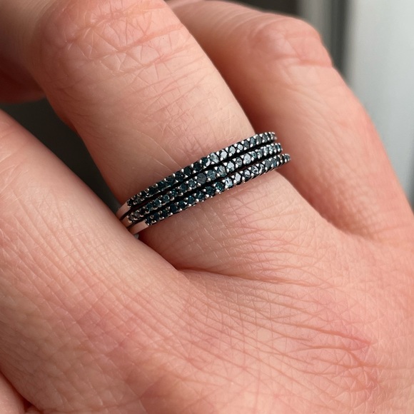Jewelry | Blue Diamond Micro Band Rings Set Of 3 | Poshmark